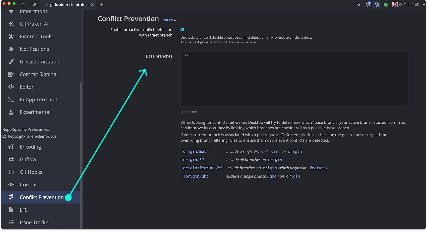 Conflict Prevention in GitKraken Desktop