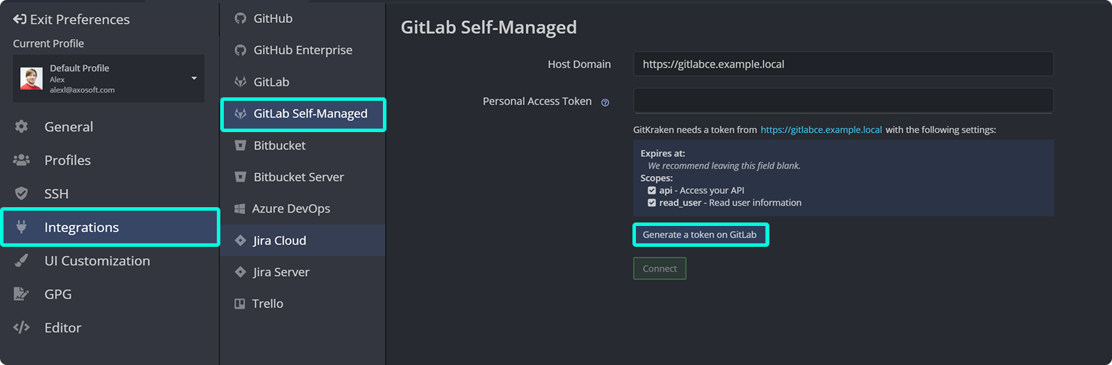 GitKraken Desktop GitLab Self-Managed Integration