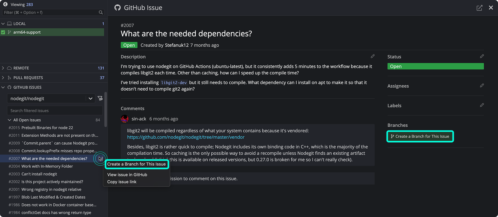 GitKraken Desktop GitHub Issues Integration | Connect GitHub Issues