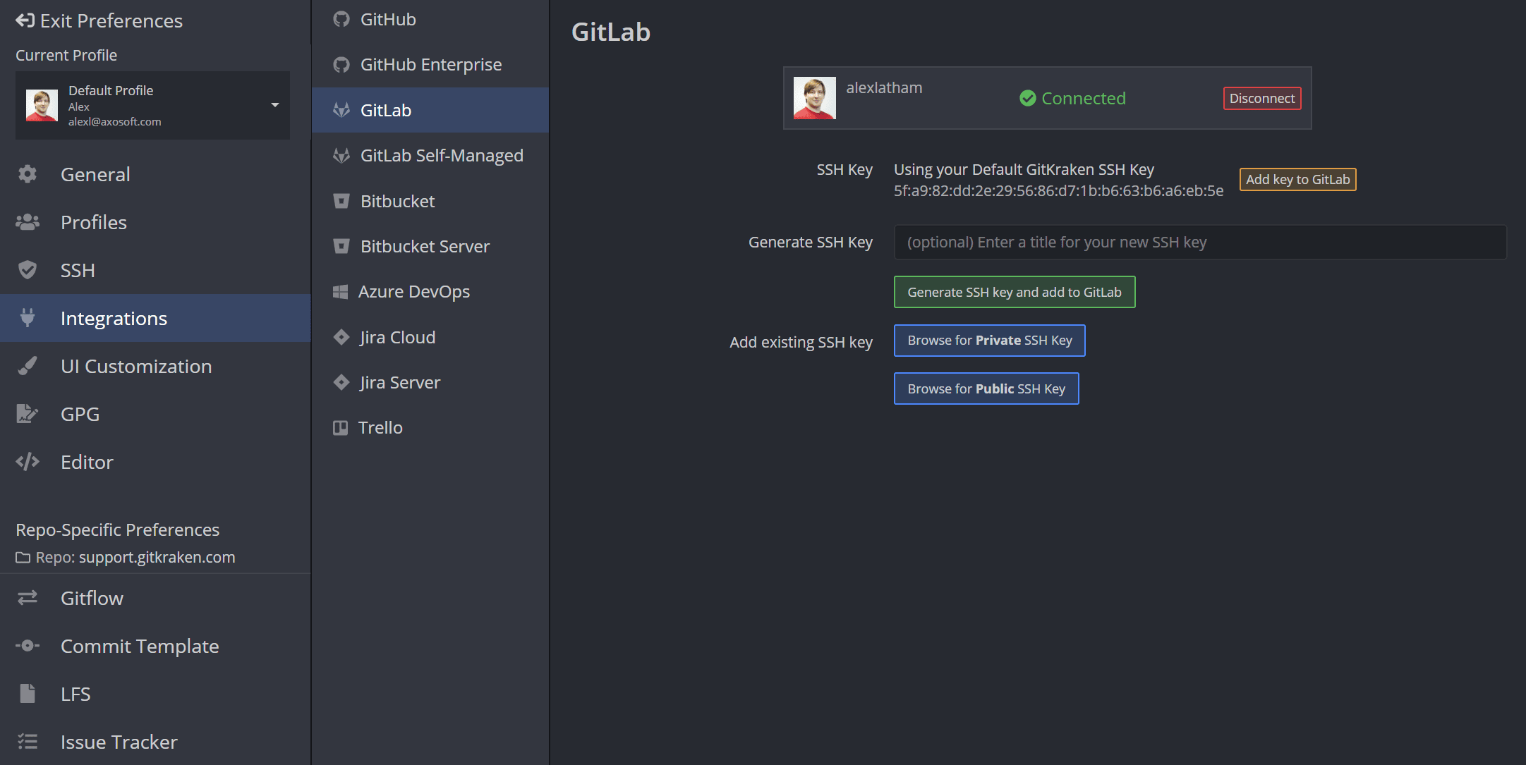 GitKraken Desktop GitLab Integration