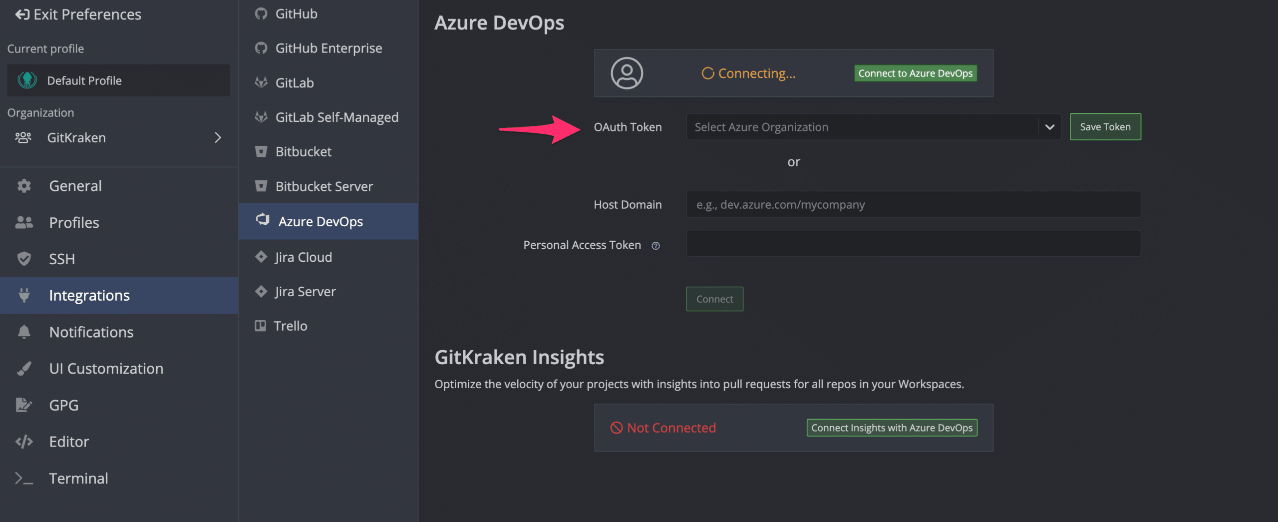 GitKraken Desktop Azure DevOps Integration | Connect Azure DevOps
