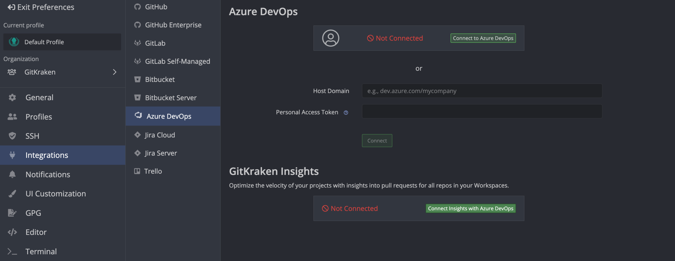 Gitkraken Desktop Azure Devops Integration Connect Azure Devops 0242