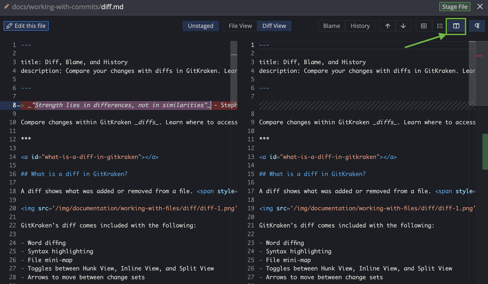 Access Diff Blame And History In Gitkraken Desktop