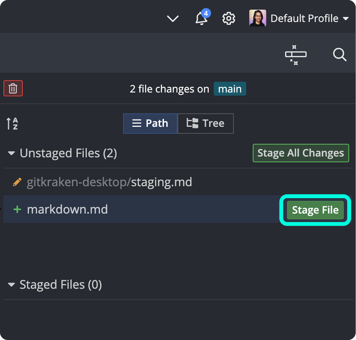 Learn How to Stage Changes in GitKraken Desktop | Git Stage
